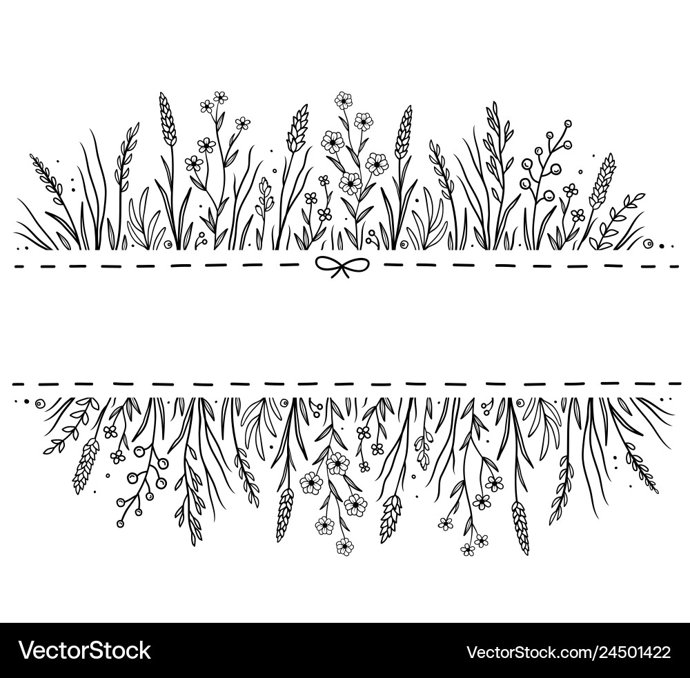 Natural hand drawn background with floral pattern Vector Image