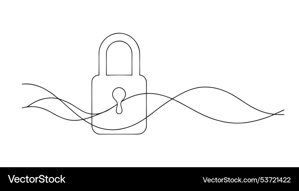 Padlock continuous line art isolated on white Vector Image