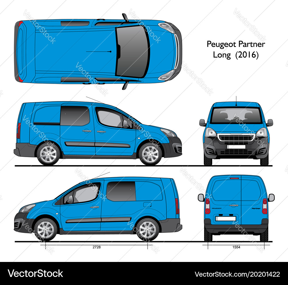 Peugeot partner long wheel base combi van 2016 Vector Image