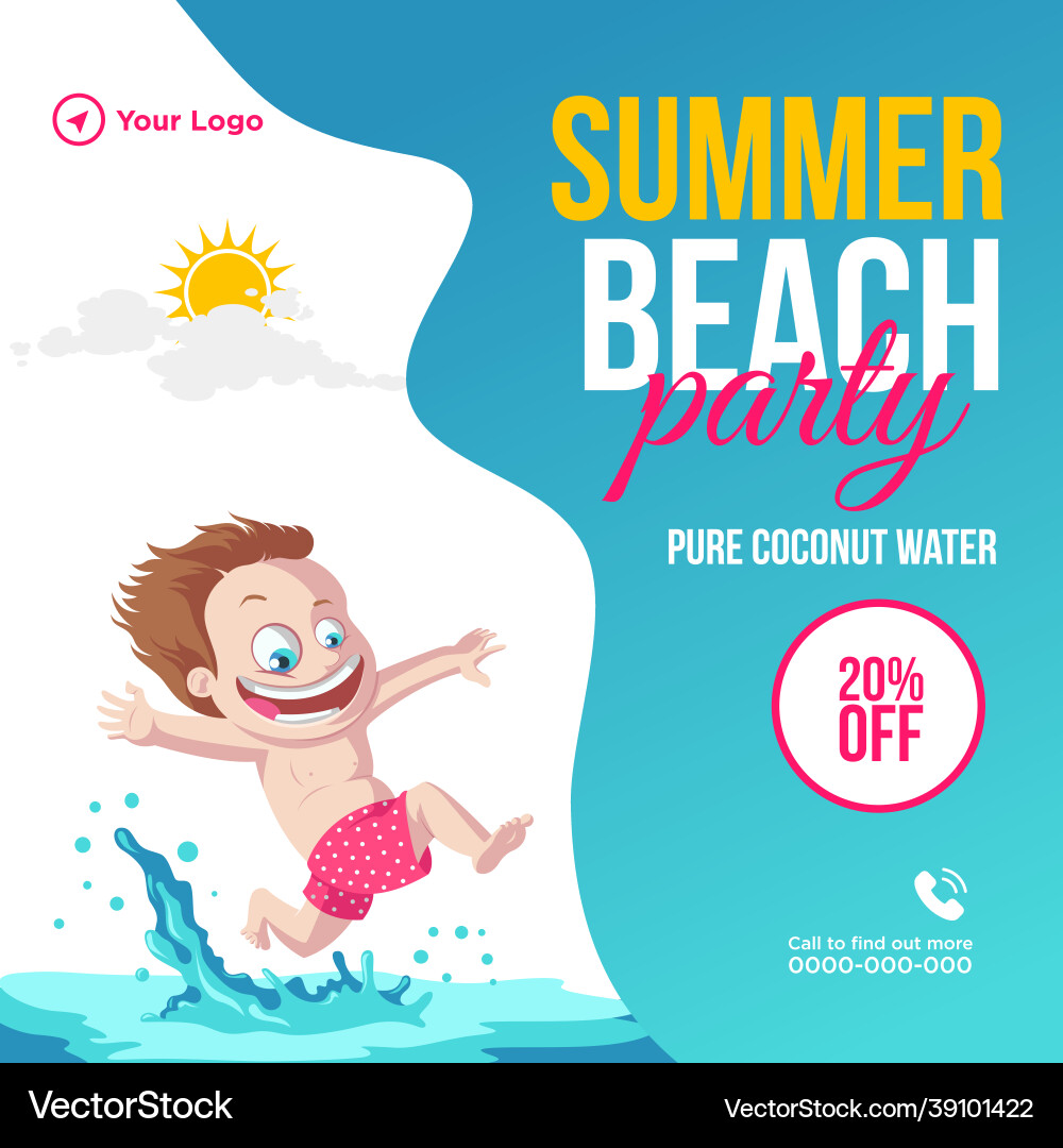 Summer beach party banner design Royalty Free Vector Image