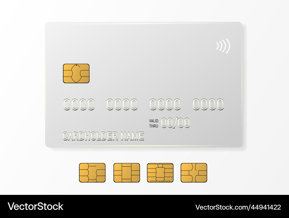 White credit plastic card with emv chip Royalty Free Vector