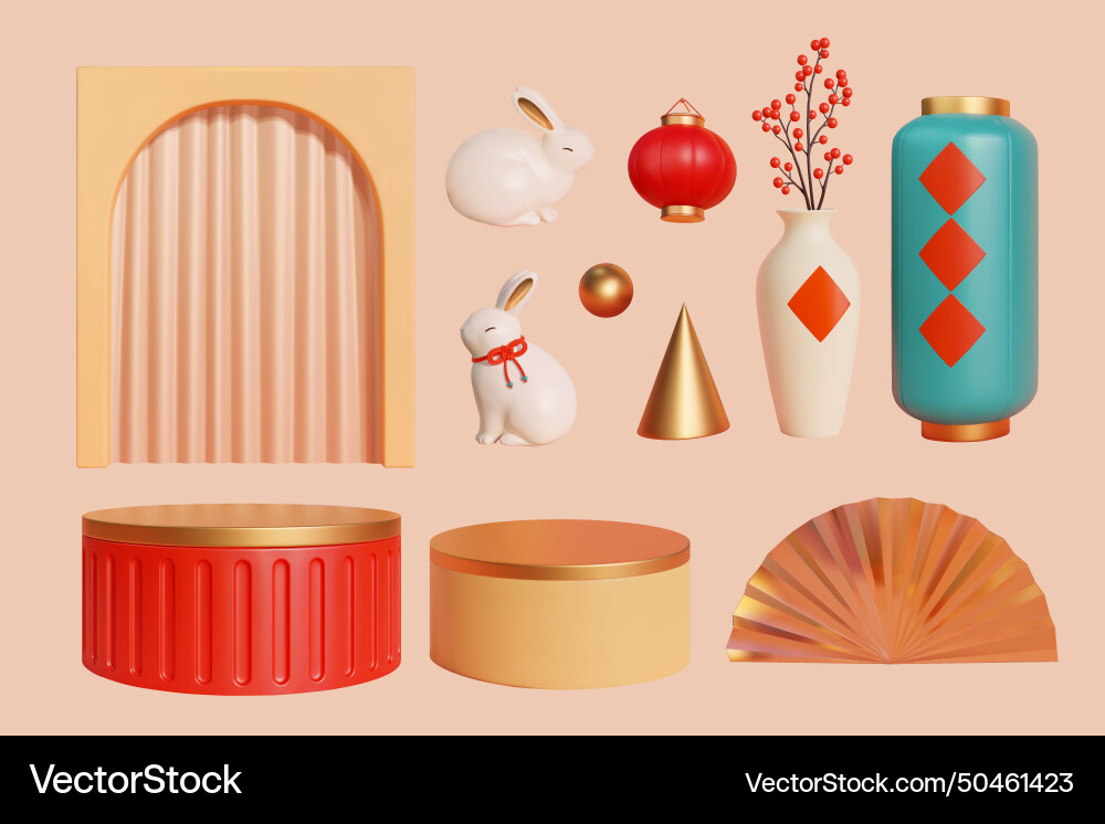 2023 cny elements set Royalty Free Vector Image