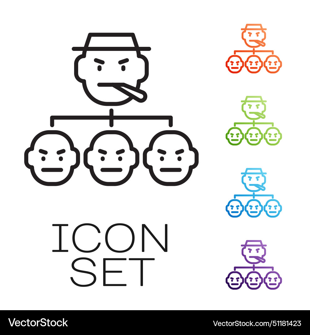 Black line mafia icon isolated on white Royalty Free Vector