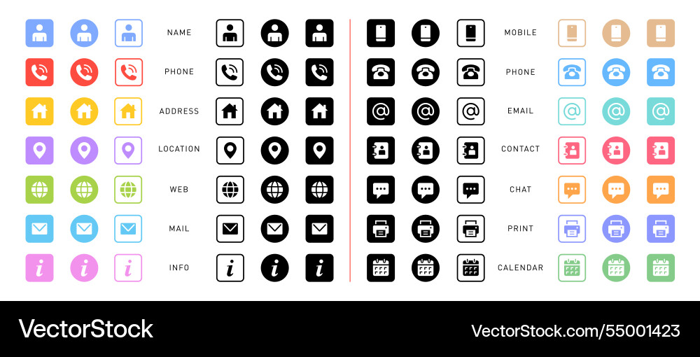 Business Contact Icons - Communication Set Vector Image