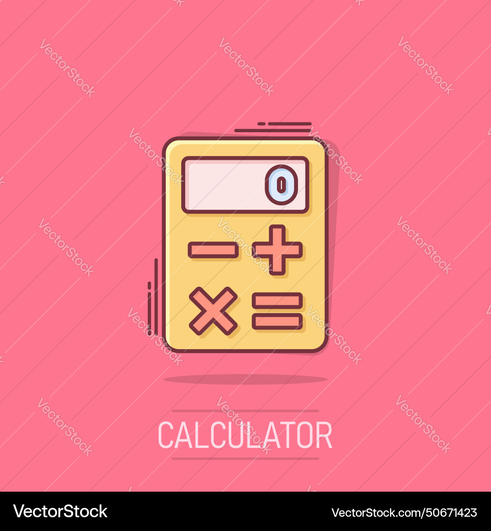 Calculator icon in comic style calculate cartoon Vector Image