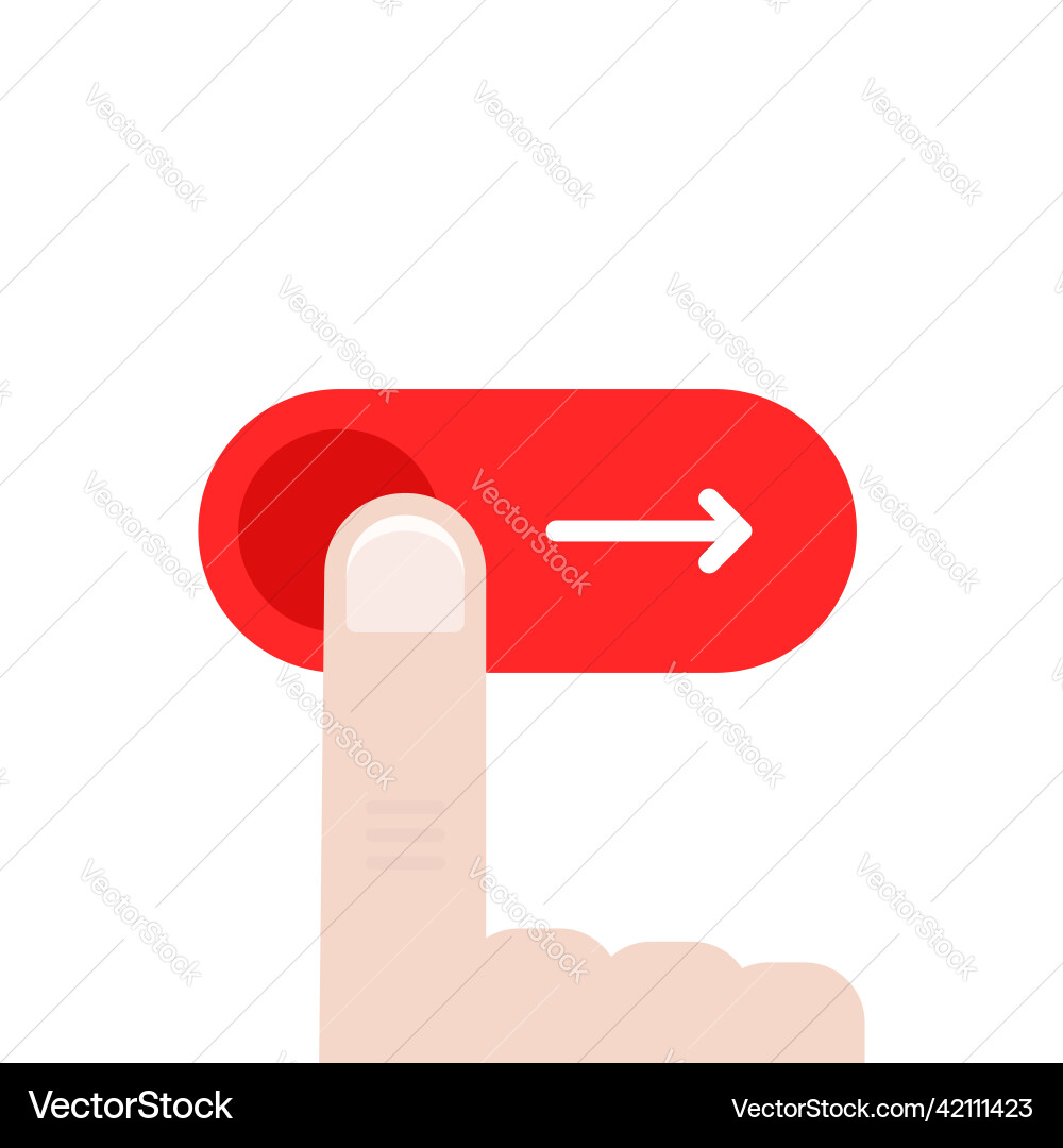 Cartoon finger like red slider button Royalty Free Vector