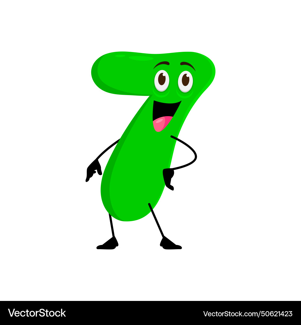 Cartoon seven math number character Royalty Free Vector