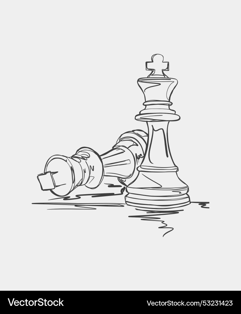 Chess king standing over fallen opponent Vector Image