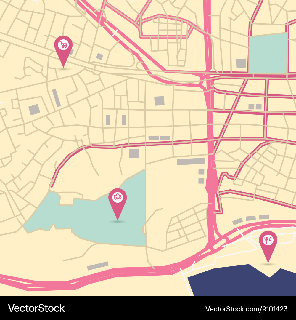 City map Royalty Free Vector Image - VectorStock