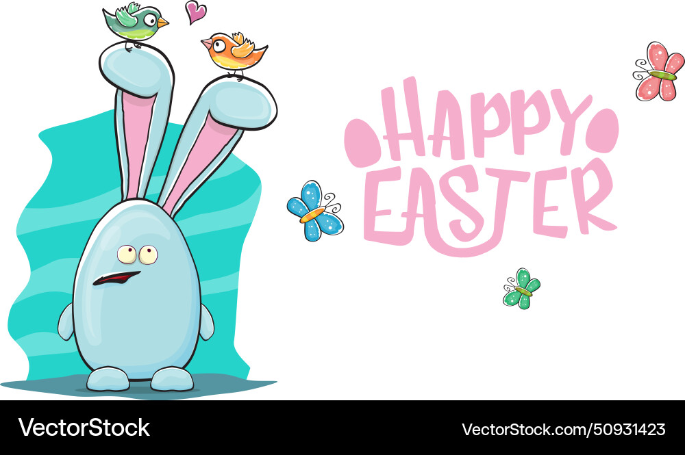 Happy easter greeting card with funny cartoon Vector Image