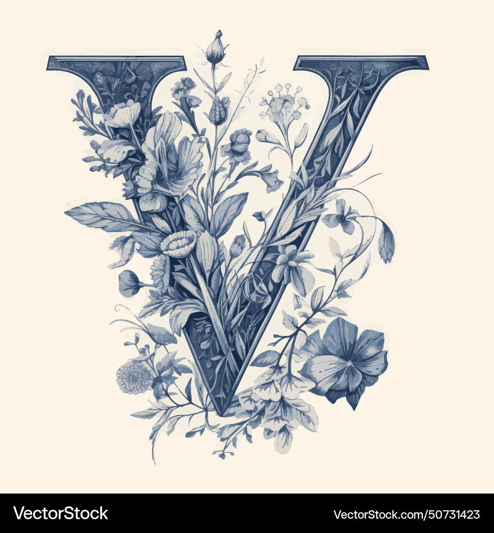 Nature inspired elegant letter v design Royalty Free Vector