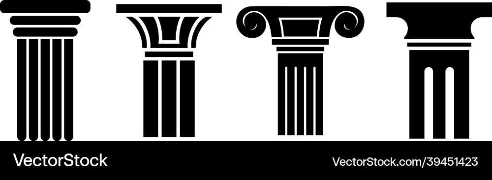 Pillar icon set design template Royalty Free Vector Image