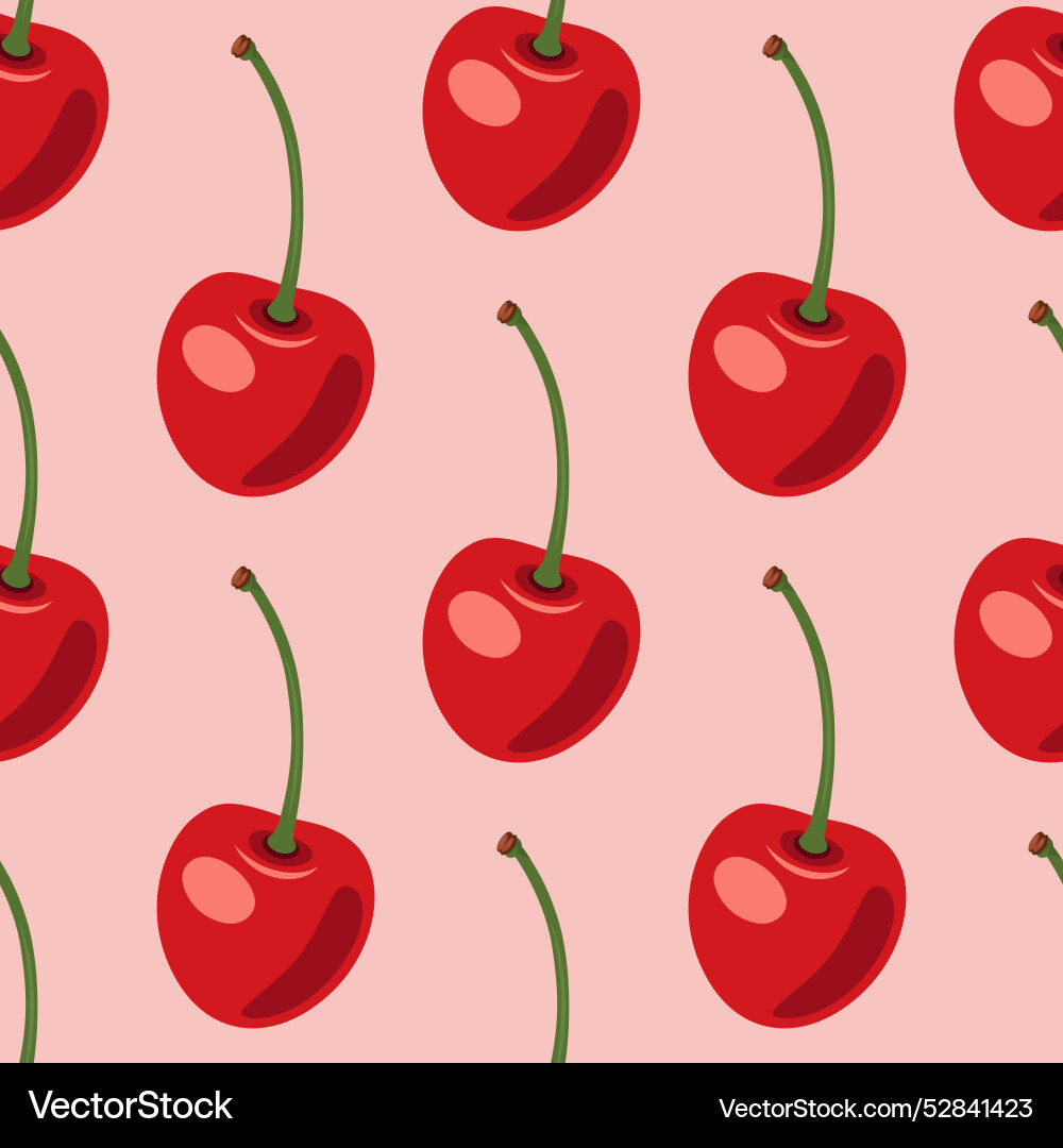 Seamless pattern with adorable cherry Royalty Free Vector