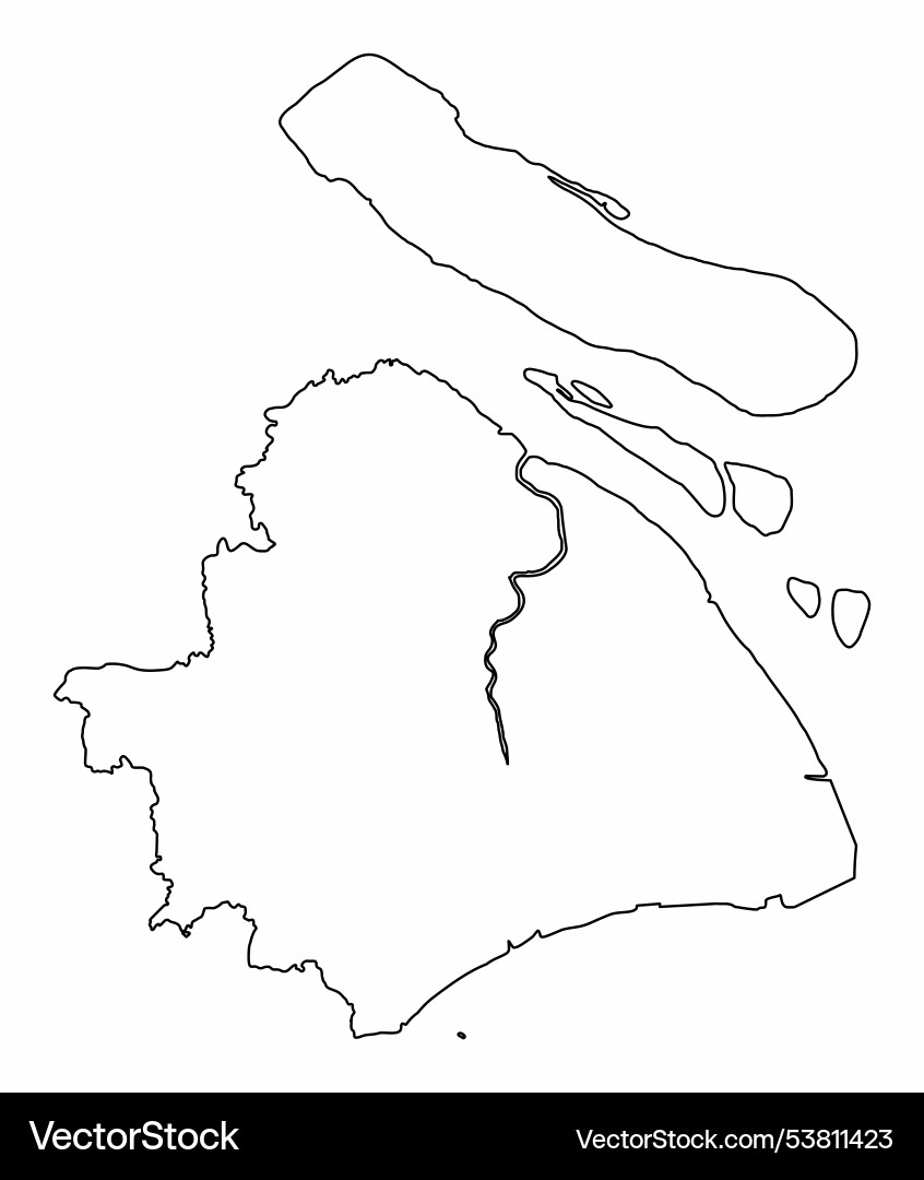 Shanghai outline map Royalty Free Vector Image