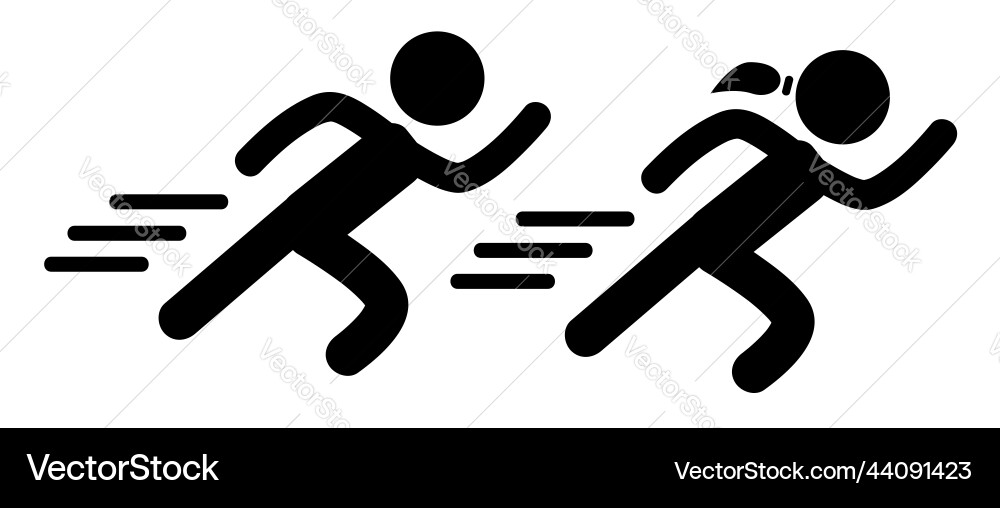Simple set 2 stickman very fast running man Vector Image