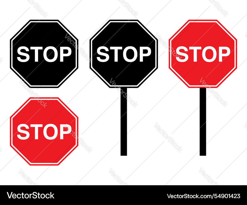 Stop sign set on white background Royalty Free Vector Image