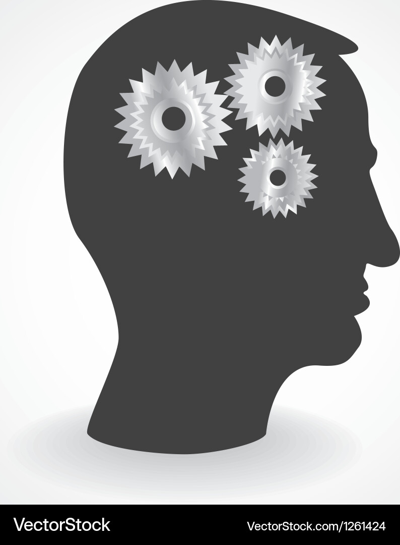 Cogs or gears in human head Royalty Free Vector Image