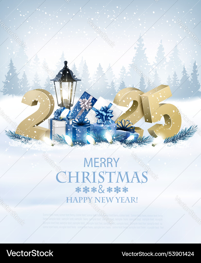 Merry christmas background with 2025 and gift Vector Image