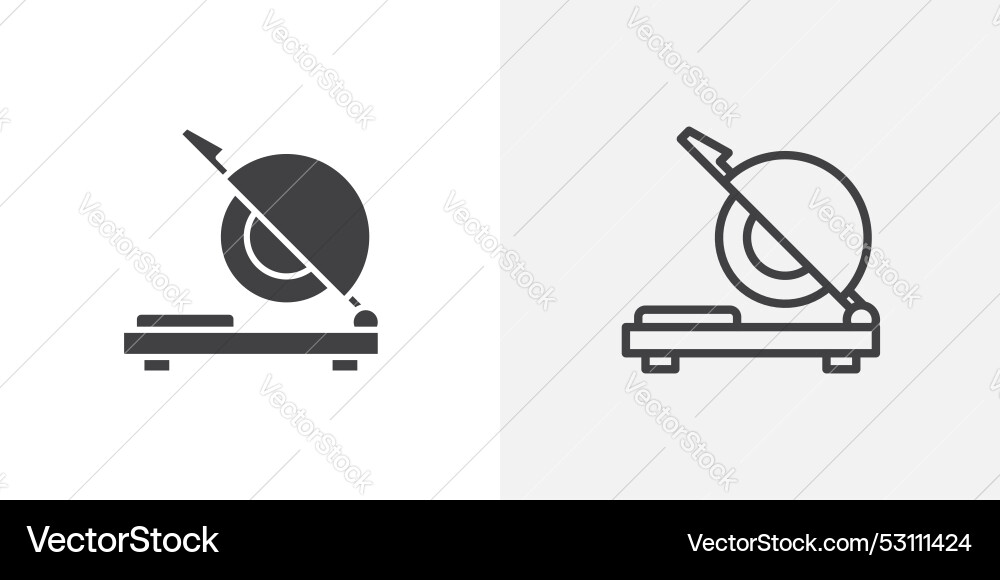 Miter saw thin line icon set Royalty Free Vector Image