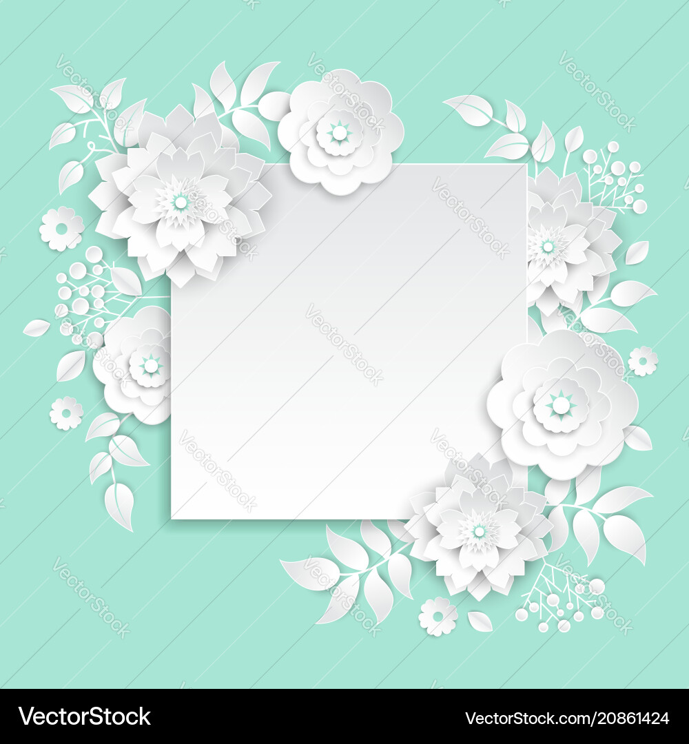 Paper cut flowers - modern colorful Royalty Free Vector