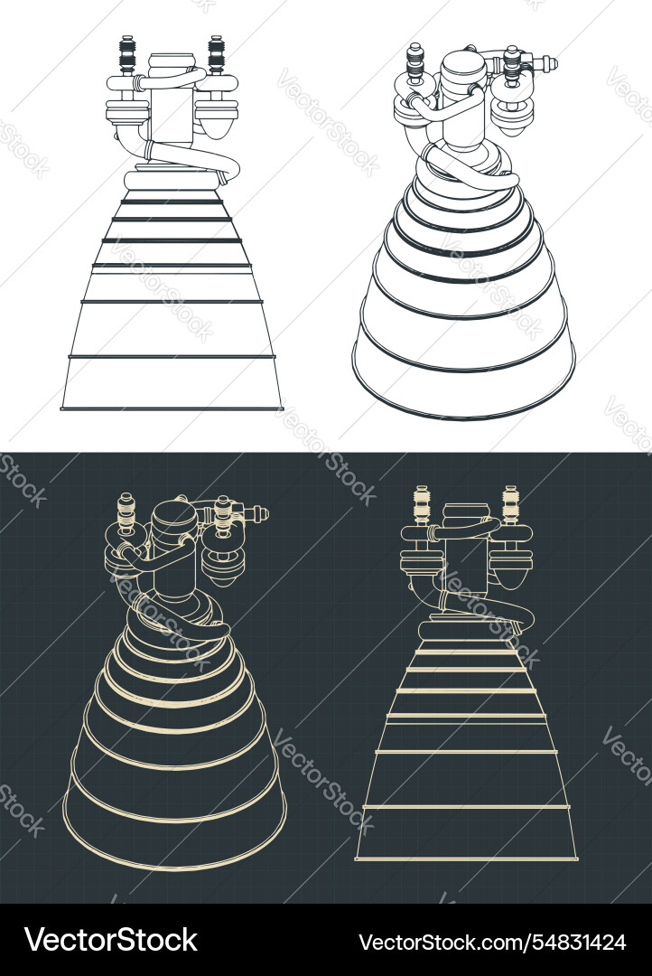Rocket engine blueprints Royalty Free Vector Image