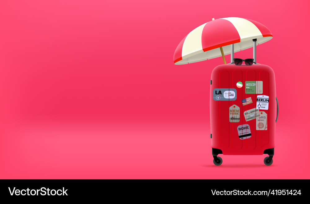 Summer travel concept with red bag Royalty Free Vector Image