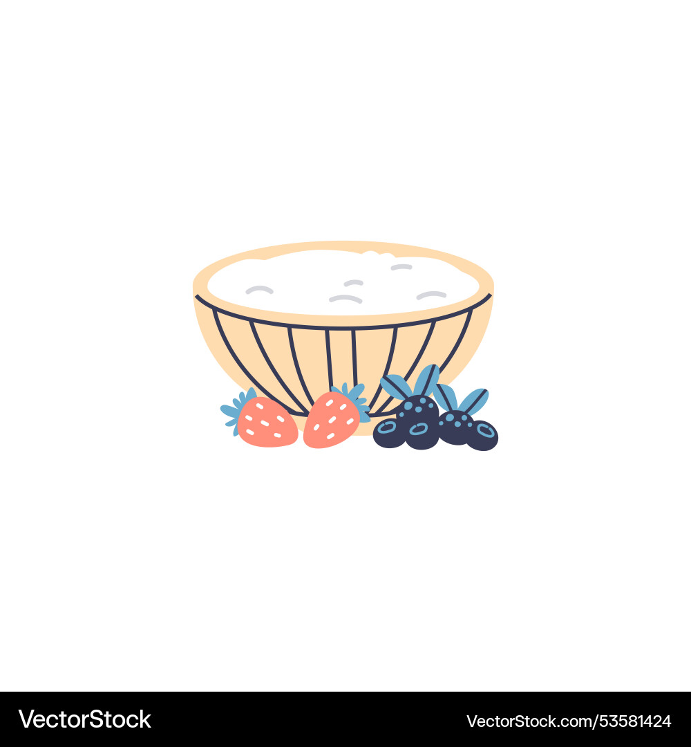 With a bowl of yogurt Royalty Free Vector Image