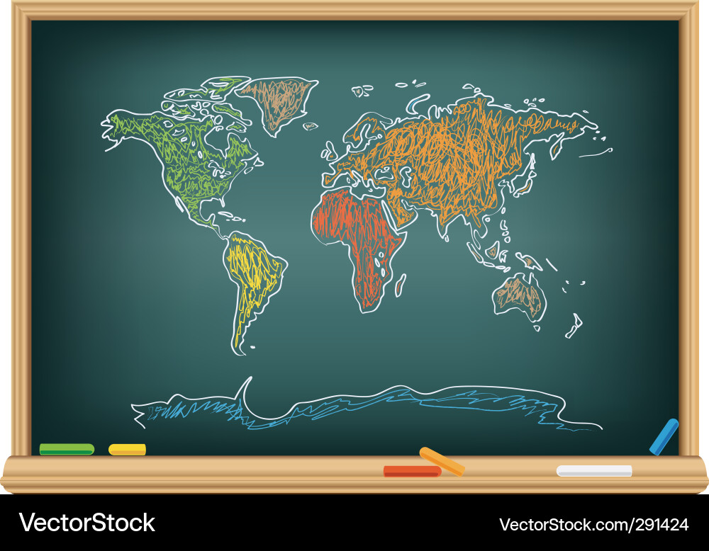 World Blackboard Map Vector Images (over 1,000)