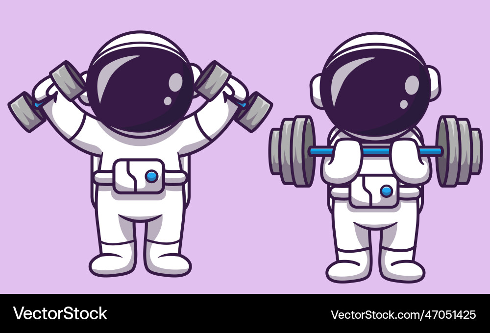 Cartoon Astronaut Lifting Dumbbell Royalty Free Vector Image