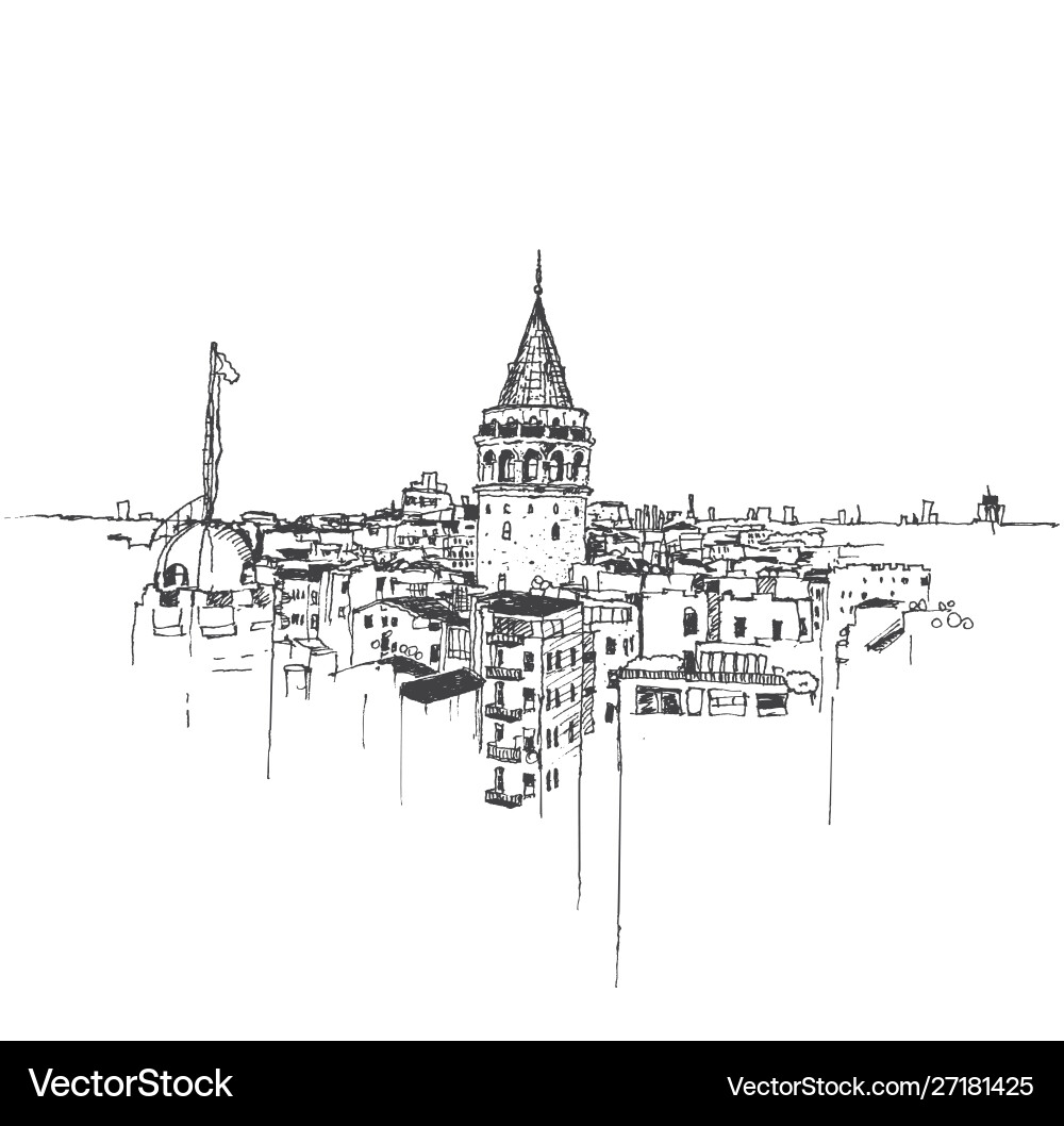 Drawing sketch topkapi palace istanbul Royalty Free Vector