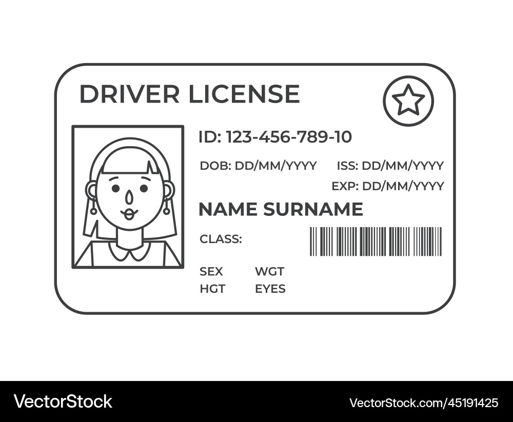 Drivers license a plastic identity card Royalty Free Vector