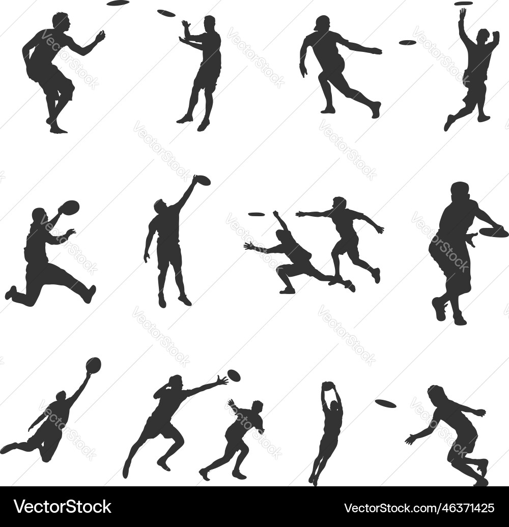 Frisbee players silhouette ultimate Royalty Free Vector