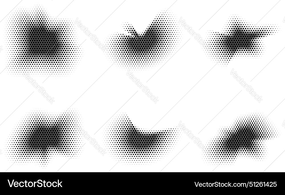 Halftone hexagon pattern reprographic technique Vector Image