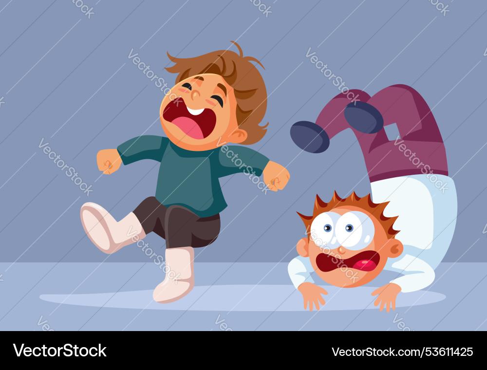 Kids falling on a slippery floor cartoon Vector Image