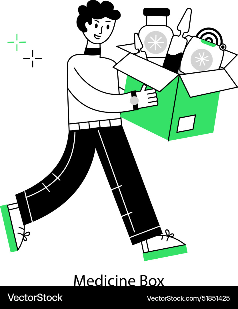 Outline mini showing person carrying Royalty Free Vector