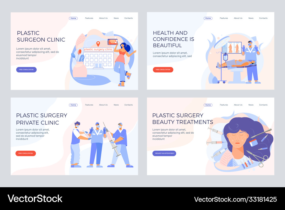 Plastic surgery flat banners Royalty Free Vector Image
