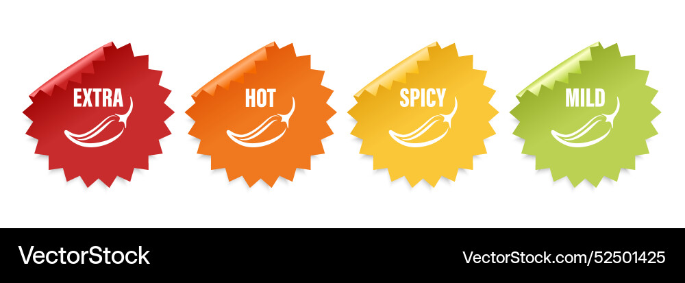 Realistic round stickers with spicy chili Vector Image