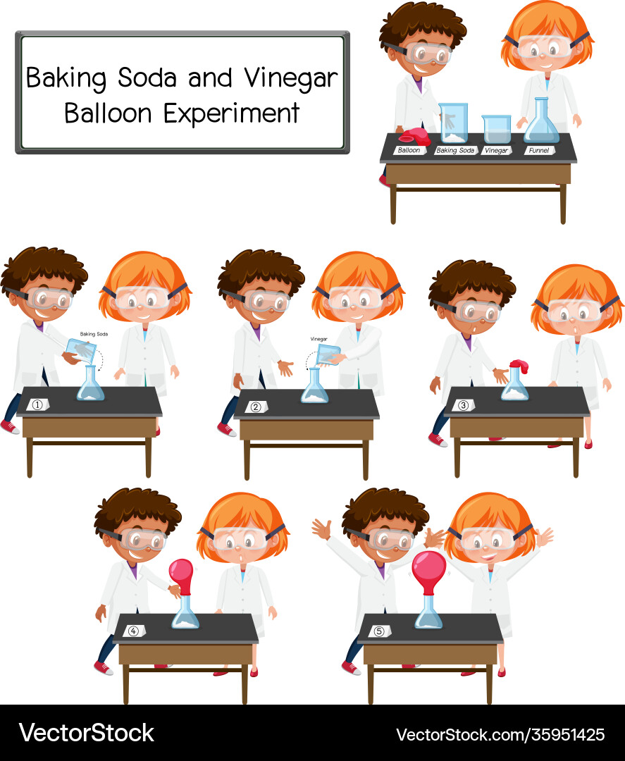 Scientist explaining baking soda and vinegar Vector Image