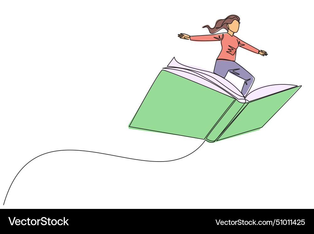 Single continuous line drawing woman standing Vector Image