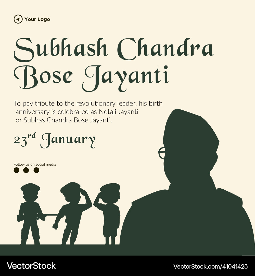 Subhash chandra bose jayanti banner design Vector Image