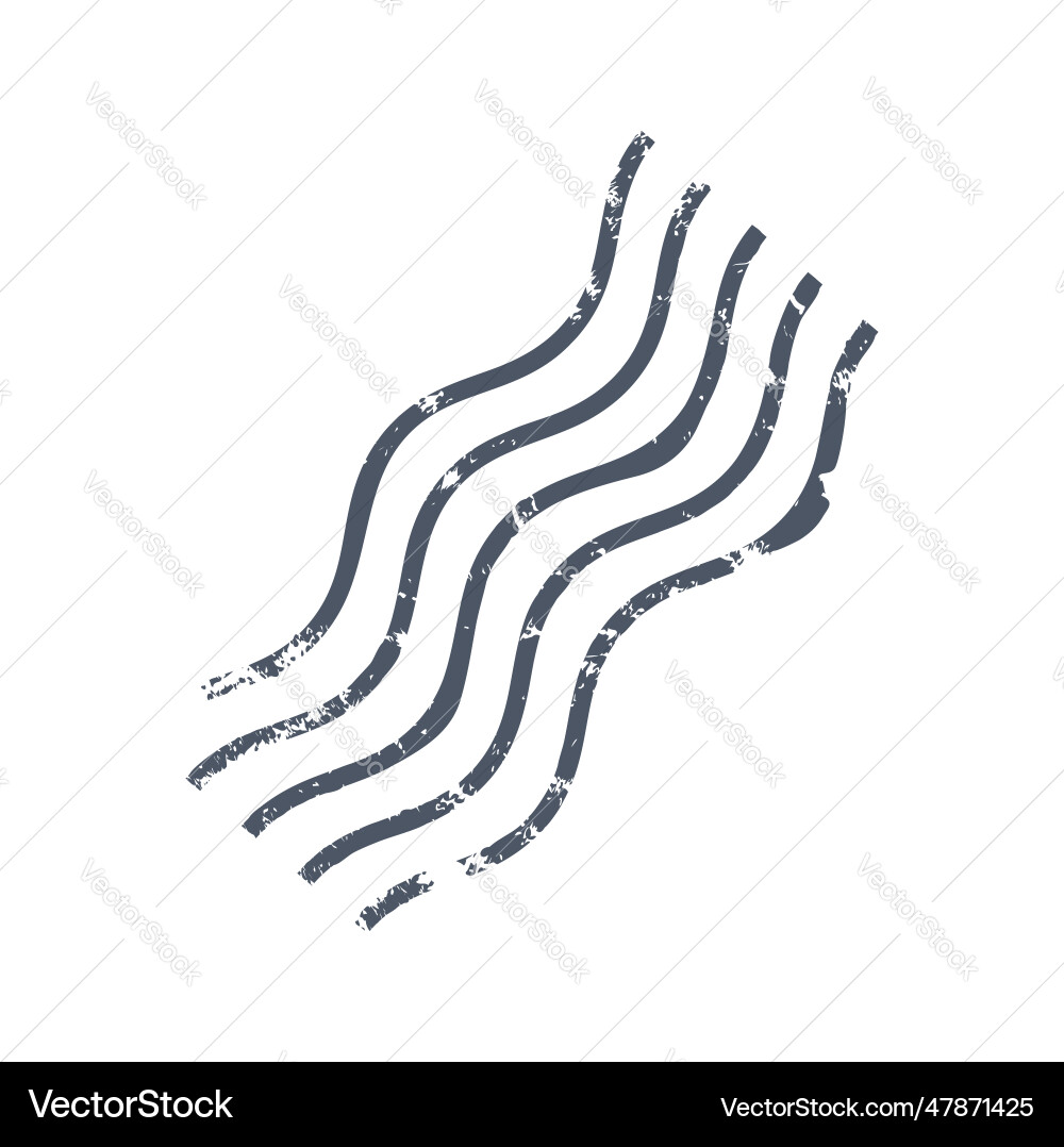 Wavy lines sketch on postal stamp ink postage Vector Image