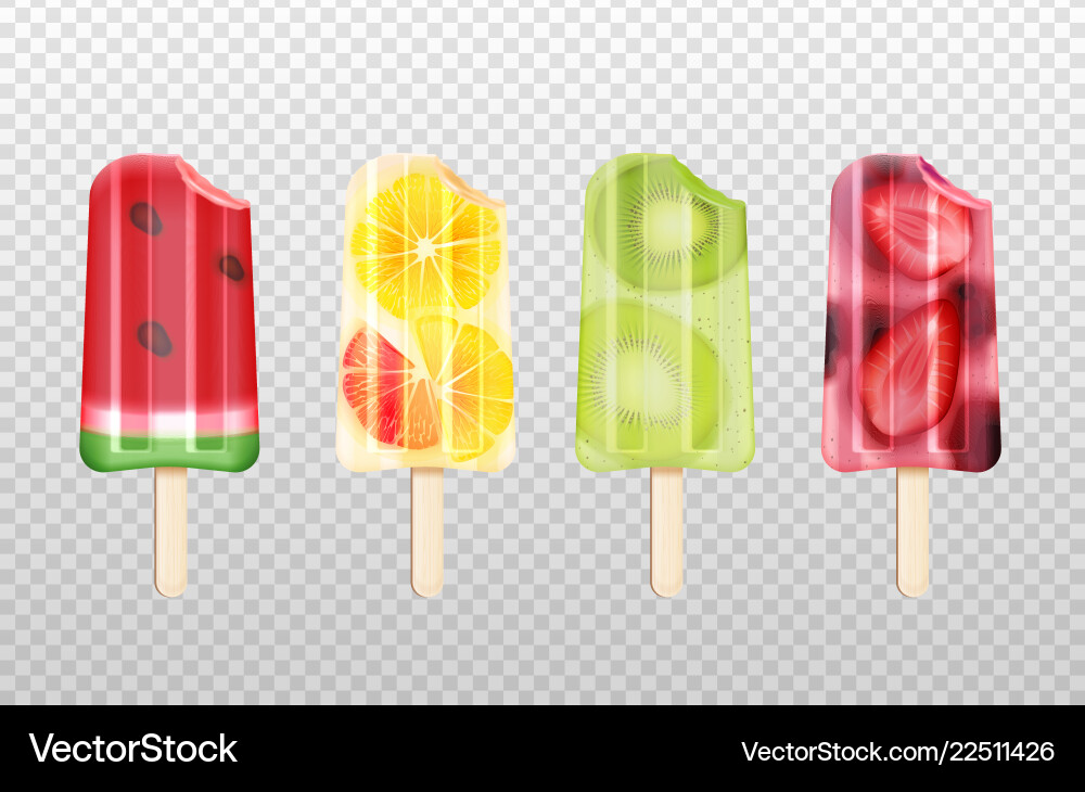Bitten icecream popsicles set Royalty Free Vector Image