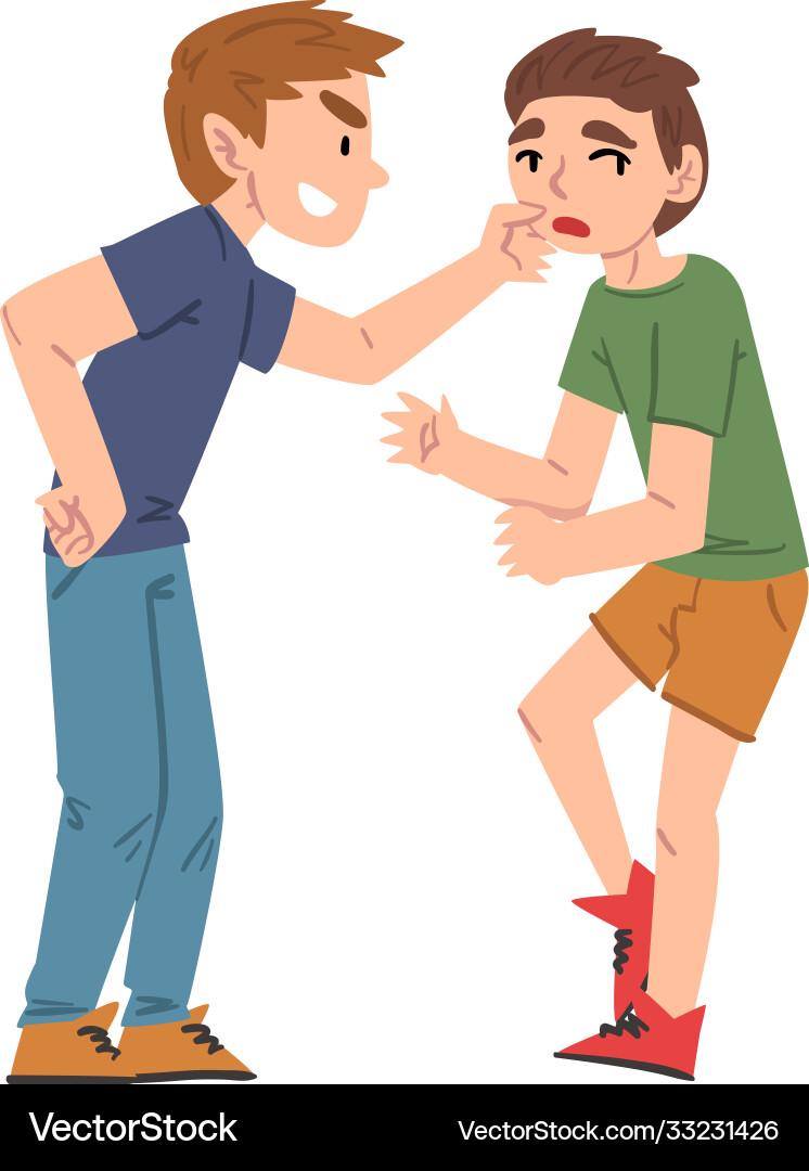 Bully boy mocking laughing and attacking weaker Vector Image