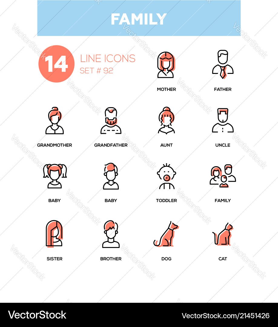Family - modern line design icons set Royalty Free Vector