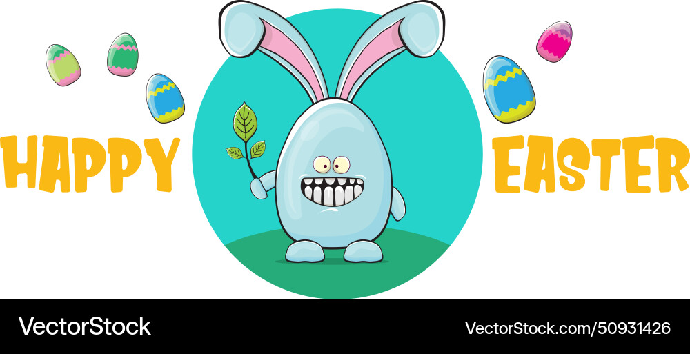 Happy easter greeting card with funny cartoon Vector Image