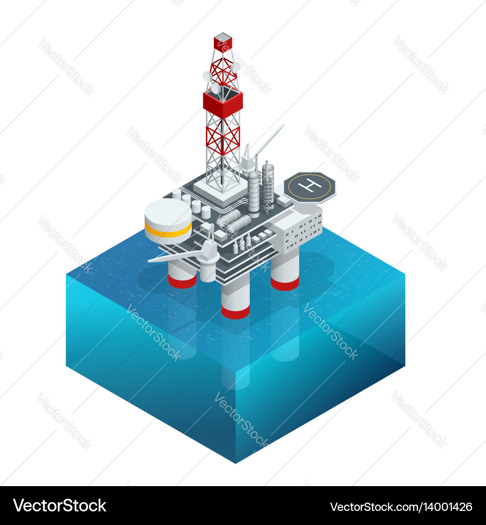 Isometric platform for production oil and gas Vector Image