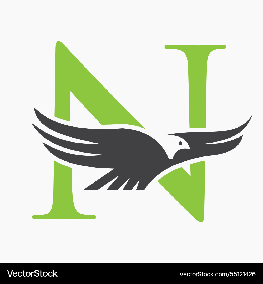 Monogram letter n flying eagle logo concept Vector Image