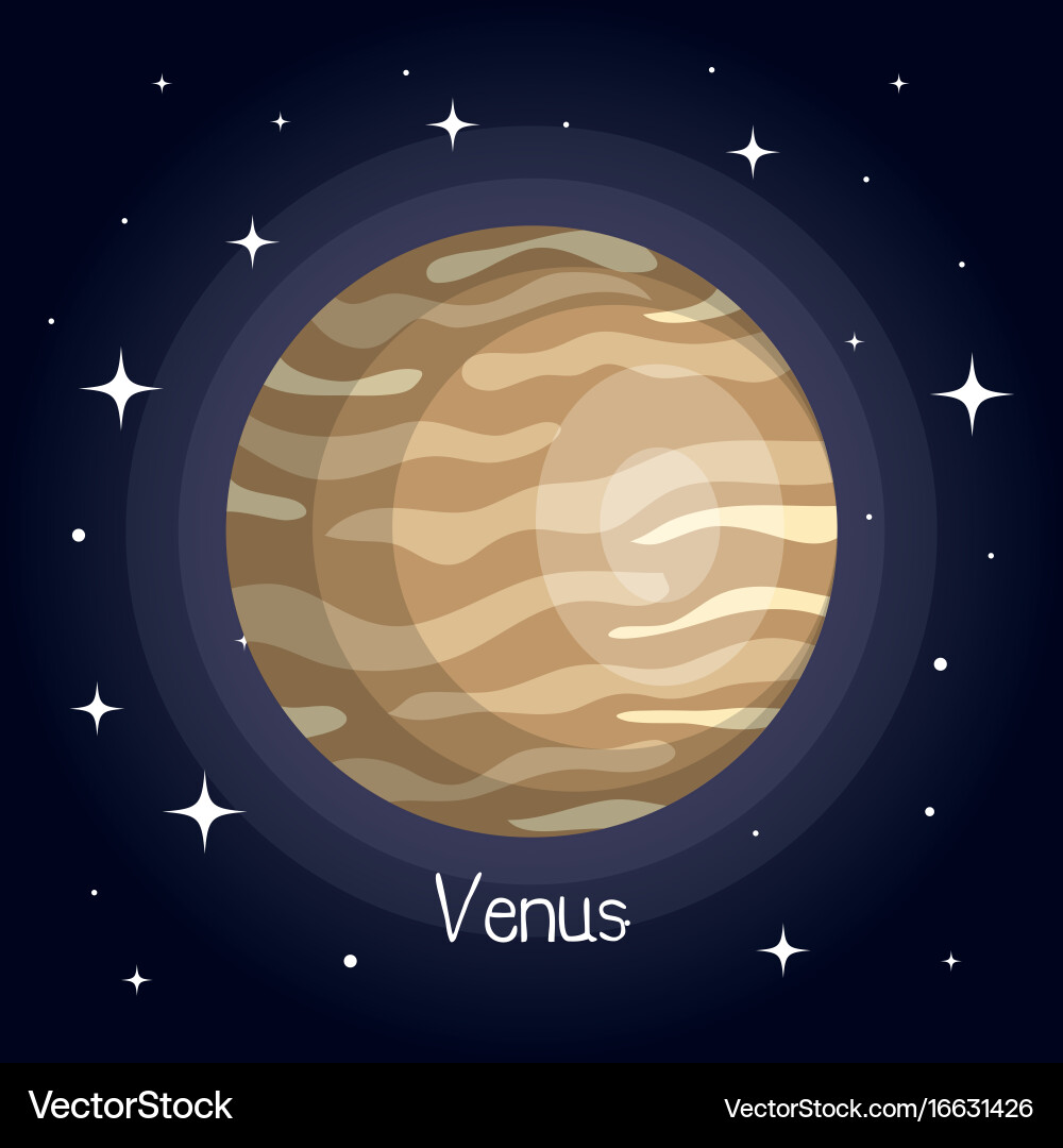 Venus planet in space with stars shiny cartoon Vector Image