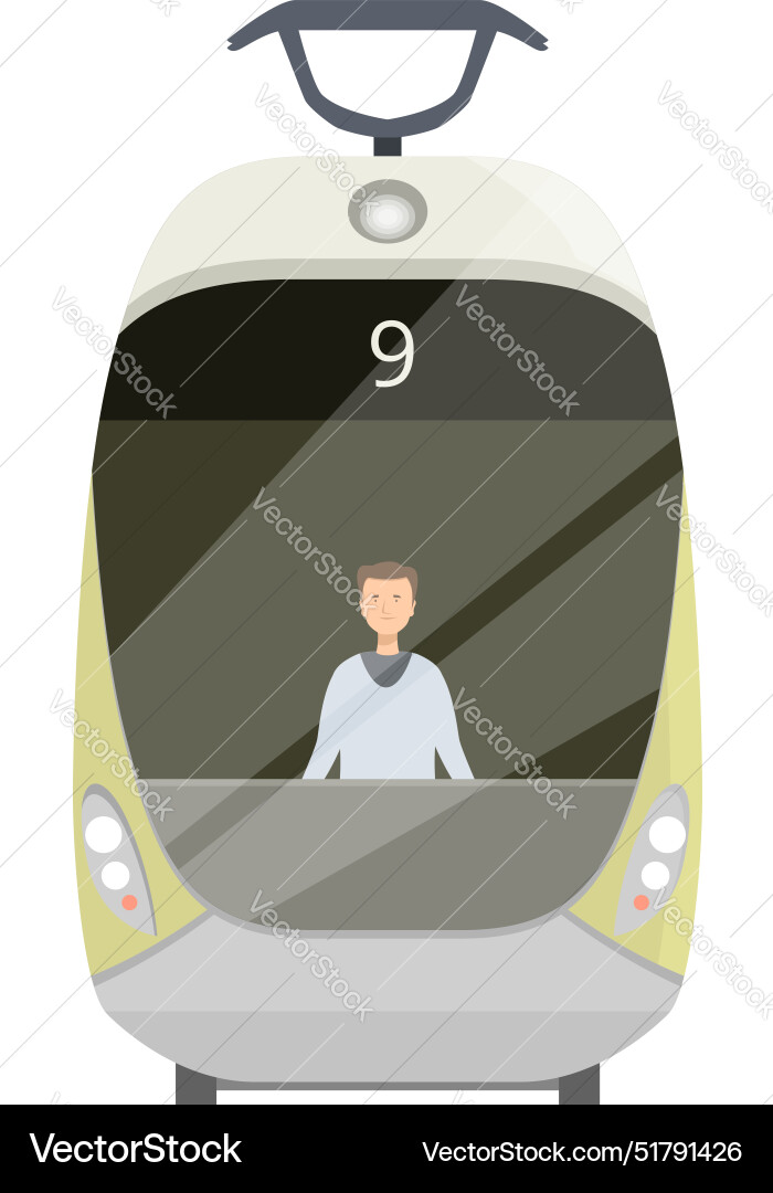 Young man commuting by modern tram train public Vector Image