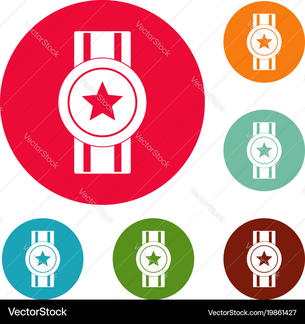 Award ribbon icons circle set Royalty Free Vector Image